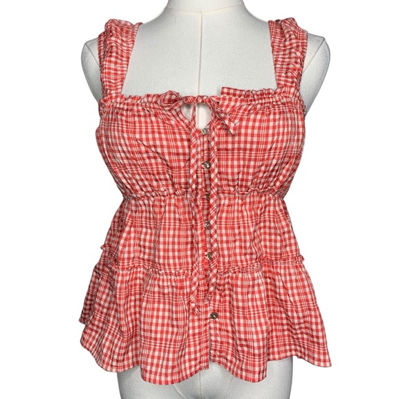 Rewind | Tops | Rewind Red Gingham Tiered Tank Top Retro Twee Boho ...